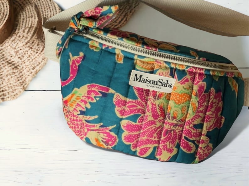Large Fanny Pack, Colorful Indian Floral Motif, Women's Shoulder Strap ...