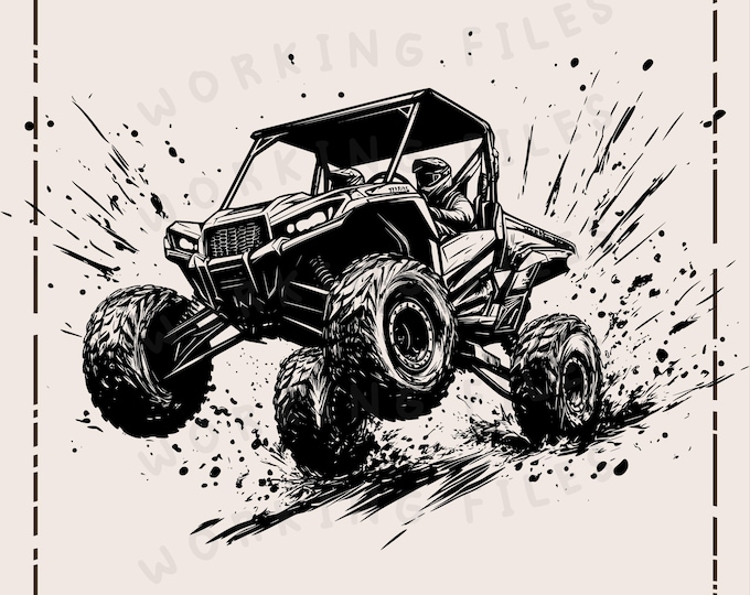 ATV in Mud SVG PNG, Quad, 4 Wheeler, Vector Graphic, Laser Engraver ...