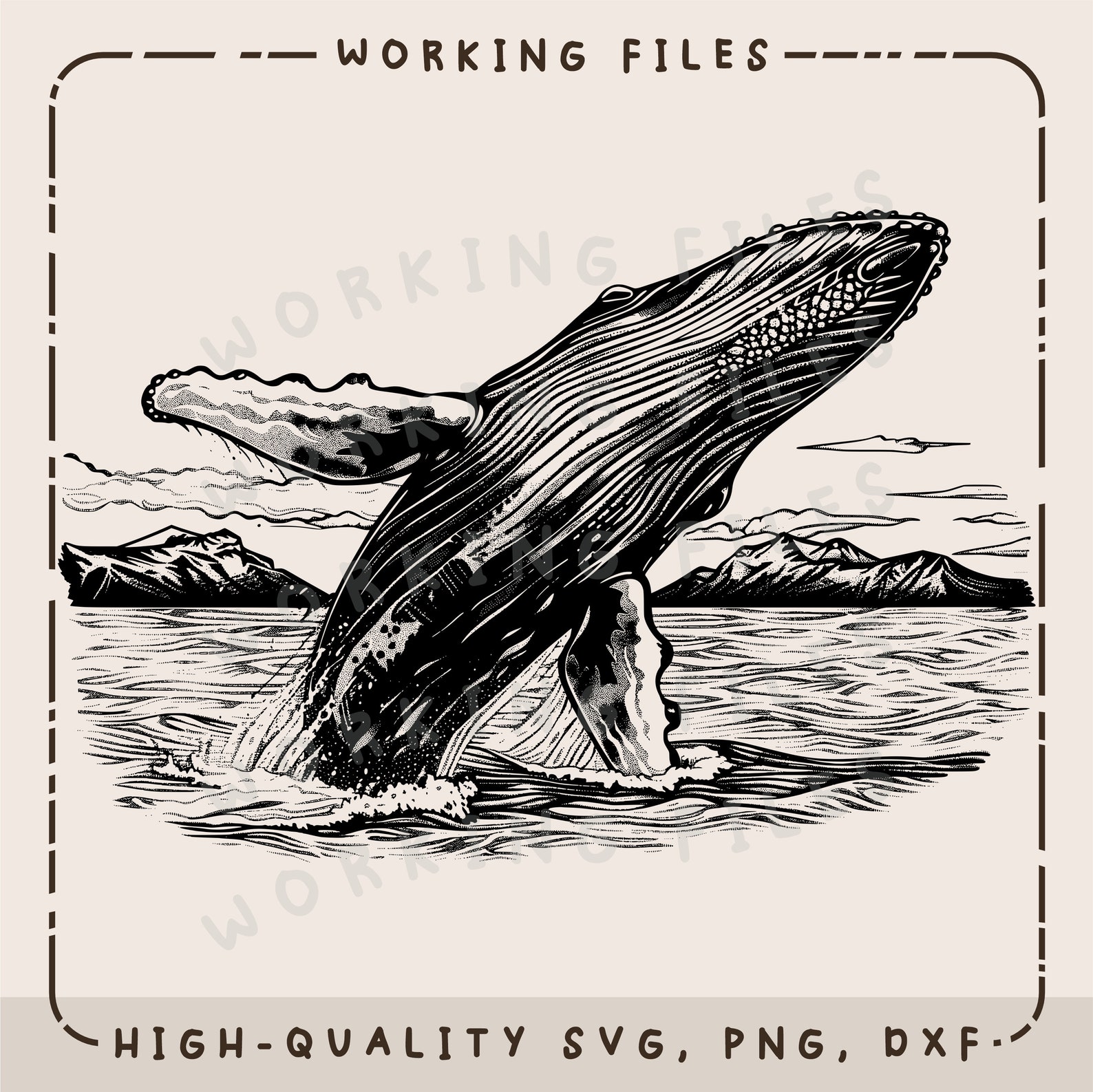 Whale Breaching SVG, Humpback Vector Design, Laser Engraver, Ocean Clip ...