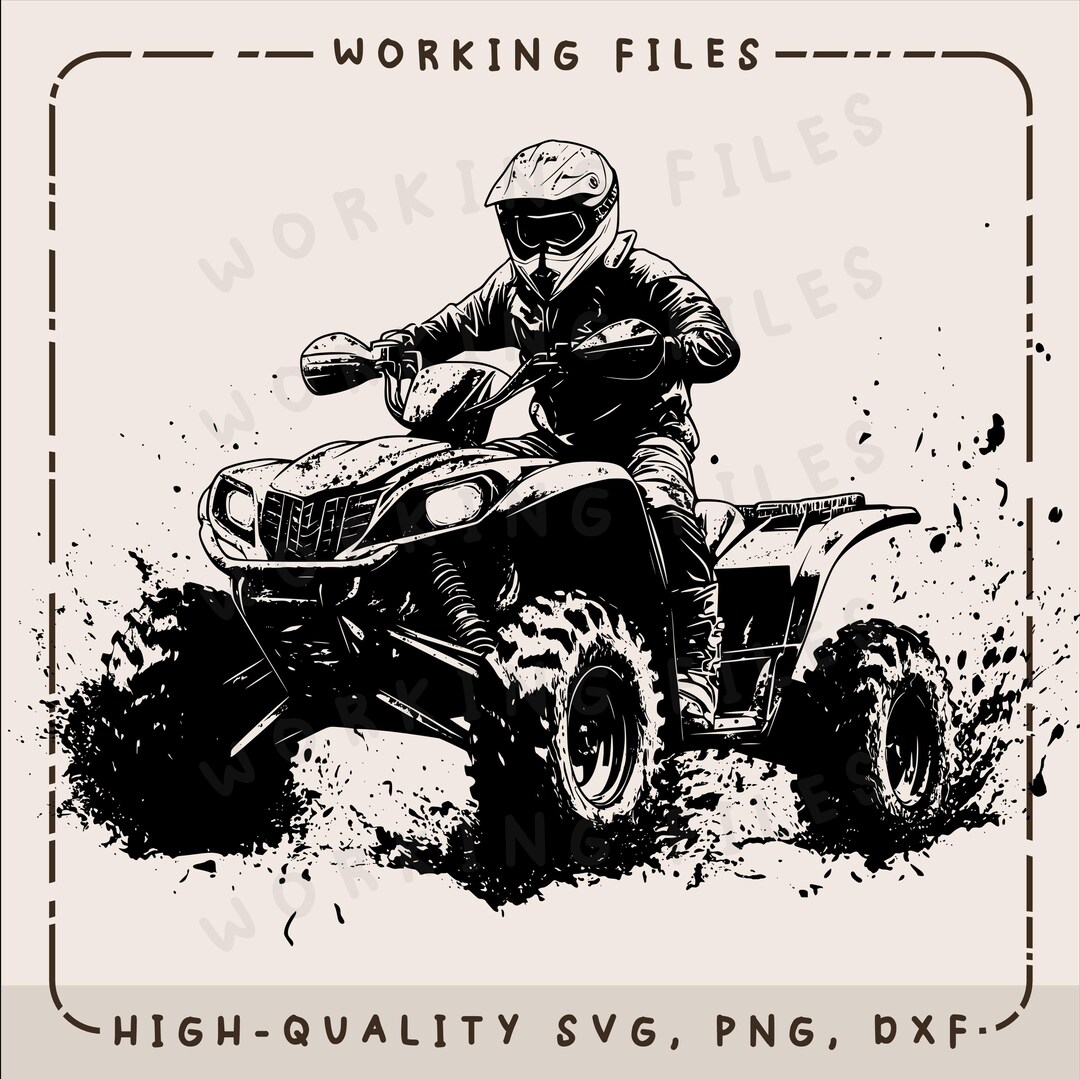 ATV Stuck in Mud SVG, Quad Vector Design, off Road Laser Engraver, 4 ...