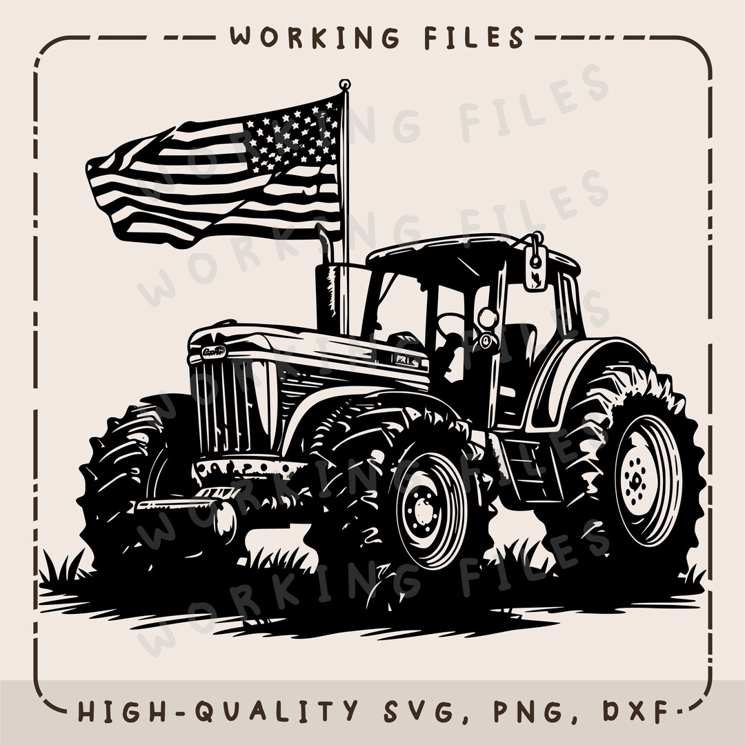 Tractor With US Flag SVG, American Flag Vector Design, Farming Laser ...