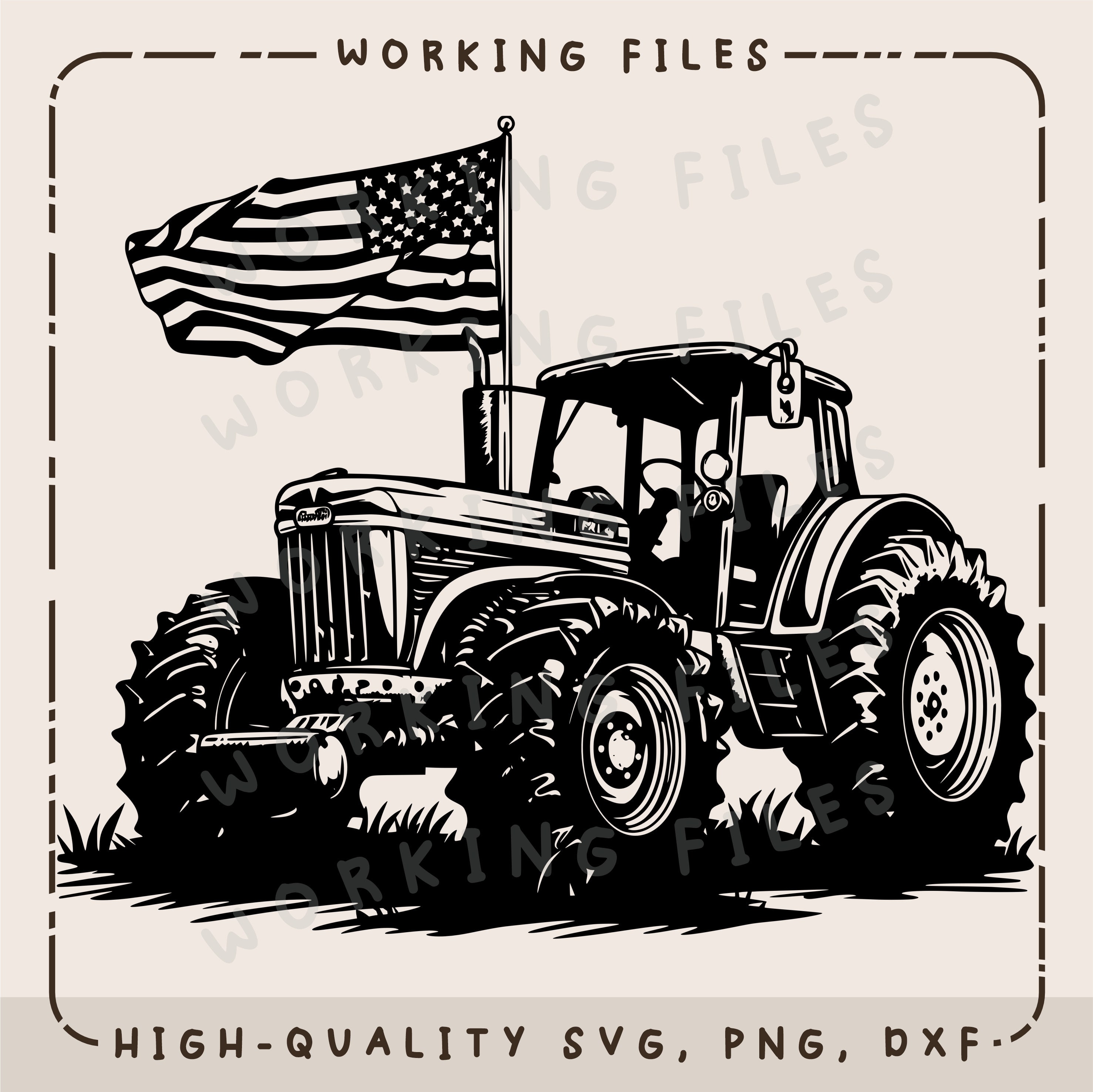 Tractor With US Flag SVG, American Flag Vector Design, Farming Laser ...