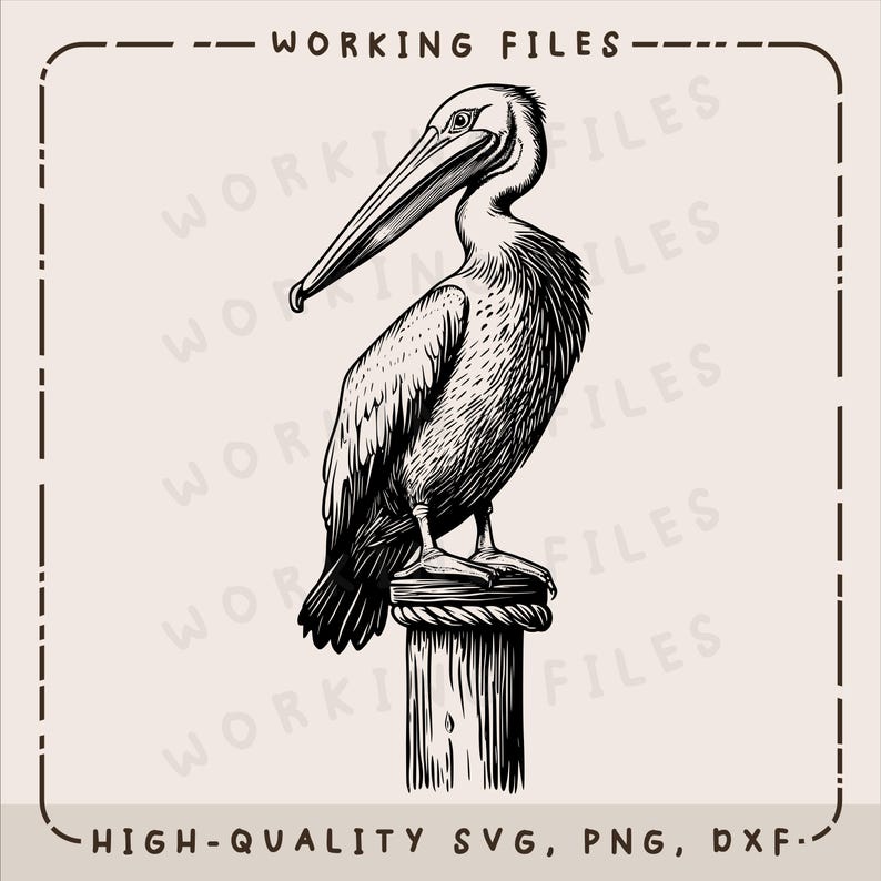 Pelican on Dock Piling SVG, Sea Vector Design, Laser Engraver, Clip Art ...