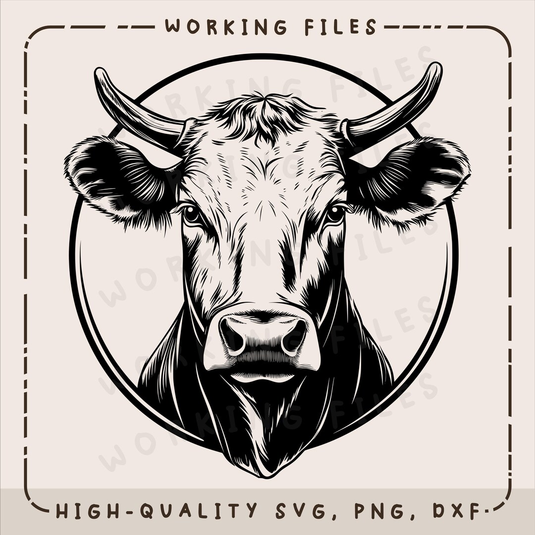 Cow Head SVG, Farm Animal Png, Vector Design, Laser Engraver, Clip Art ...