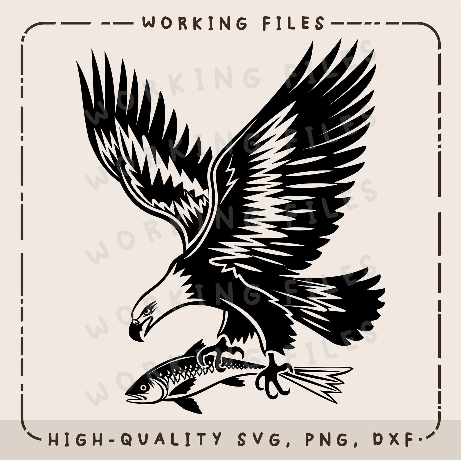 Eagle Catching Fish SVG, Eagle Vector Design, Laser Engraver, Clip Art ...