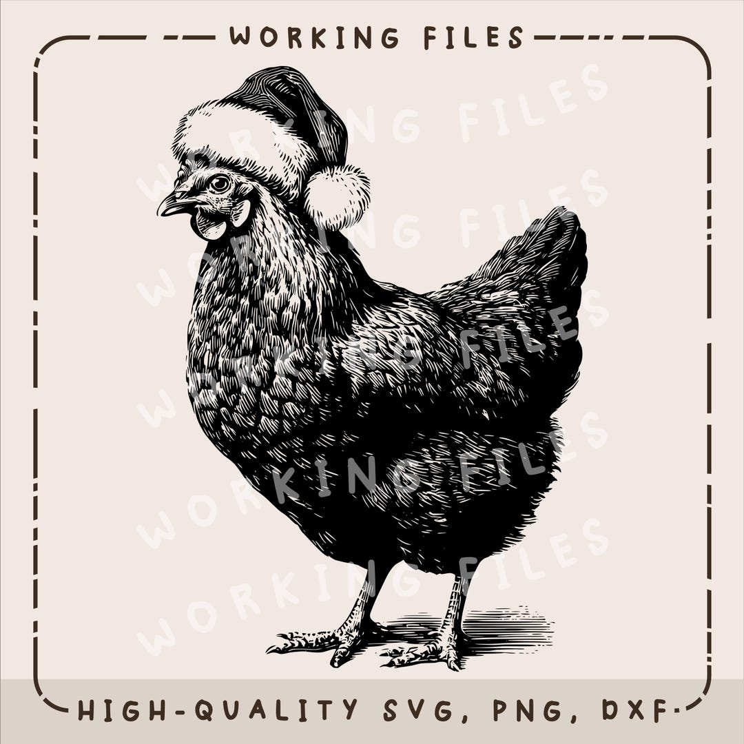 Christmas Chicken SVG, Cutting Boards Svg, Farm Animal Design, Laser ...