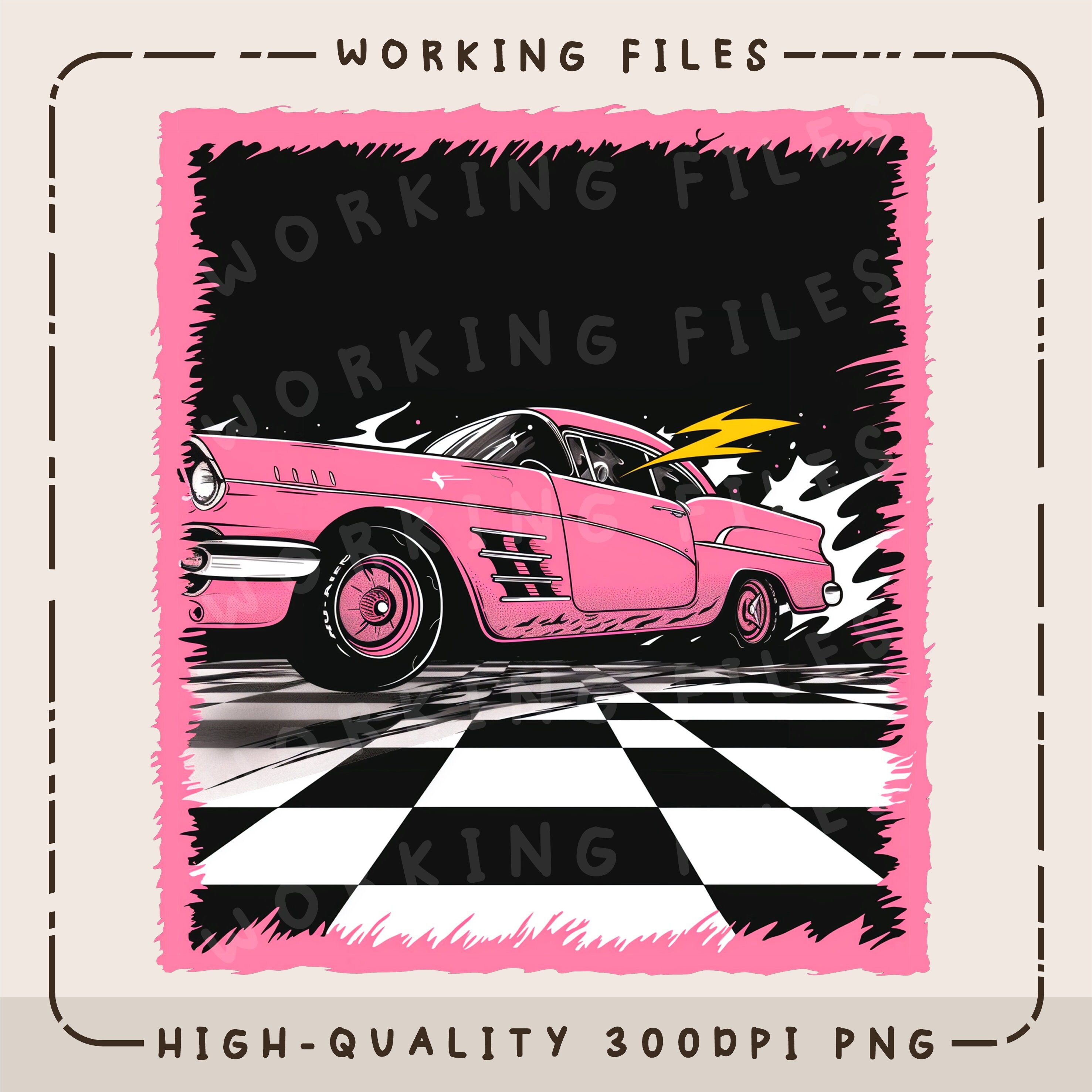 Pink Car PNG, Muscle Retro Car Sublimation Design, Hell Race T-shirt ...
