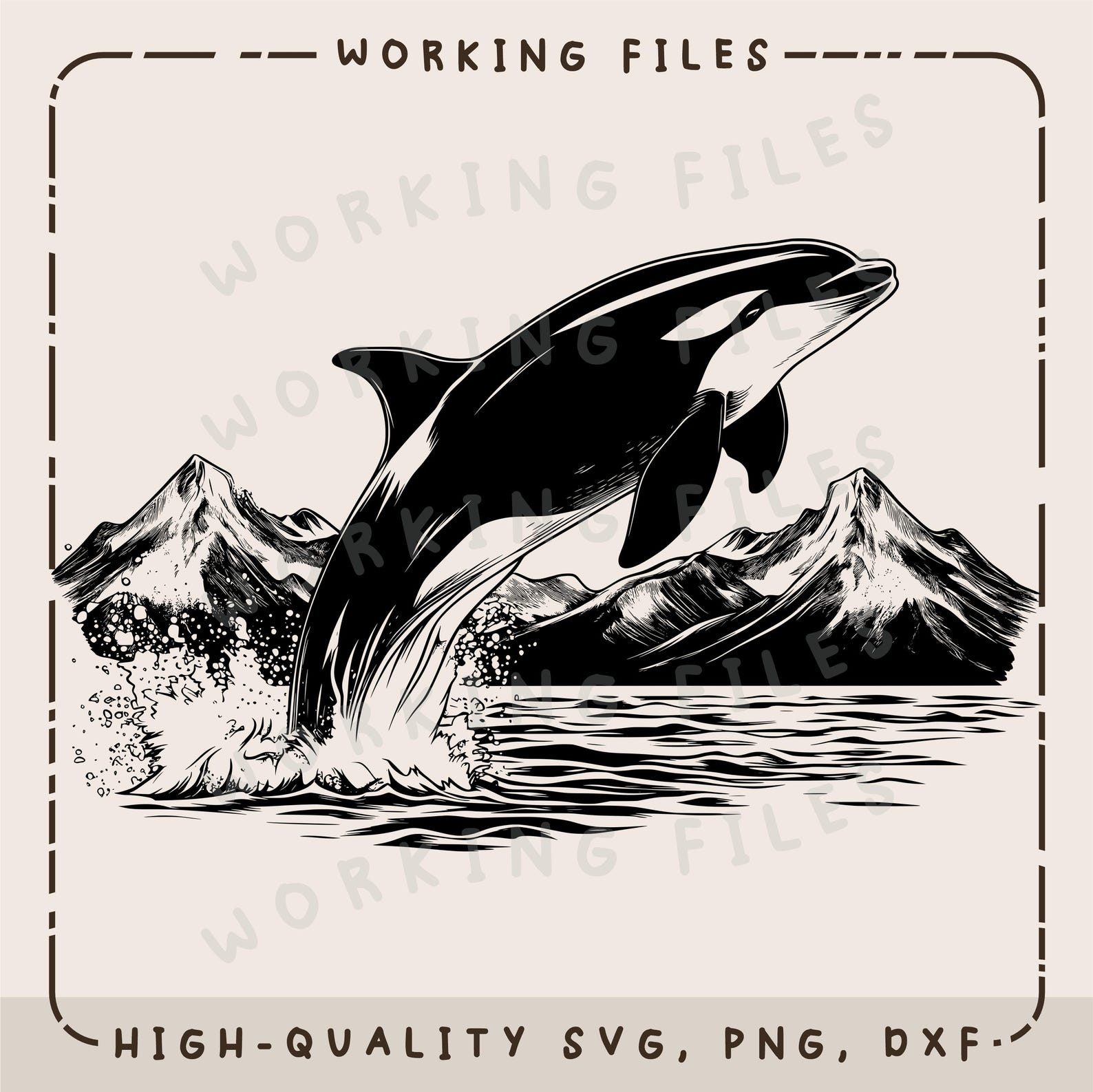 Killer Whale Jumping SVG, Orca Vector Design, Laser Engraver Cnc, Ocean ...