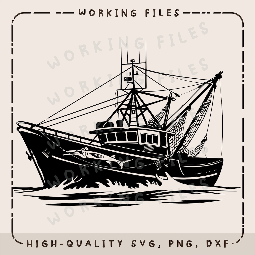 Fishing Boat SVG, Sea Vector Design, Fishing SVG, Laser Engraver, Clip ...