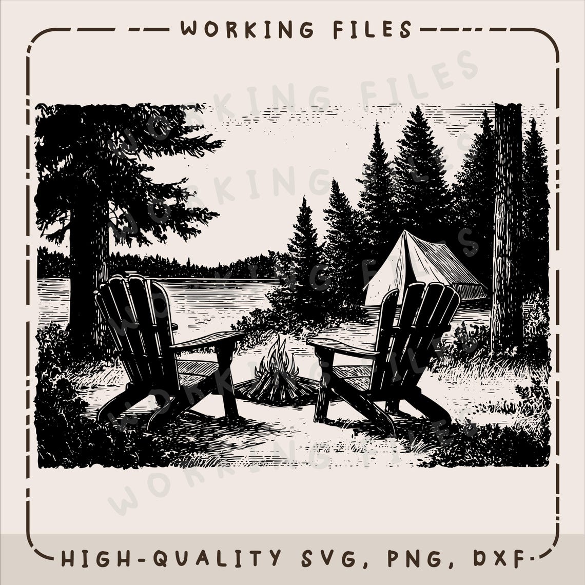 Tent at Camp Ground SVG, Campfire Cutting Boards Svg, Laser Engraved ...
