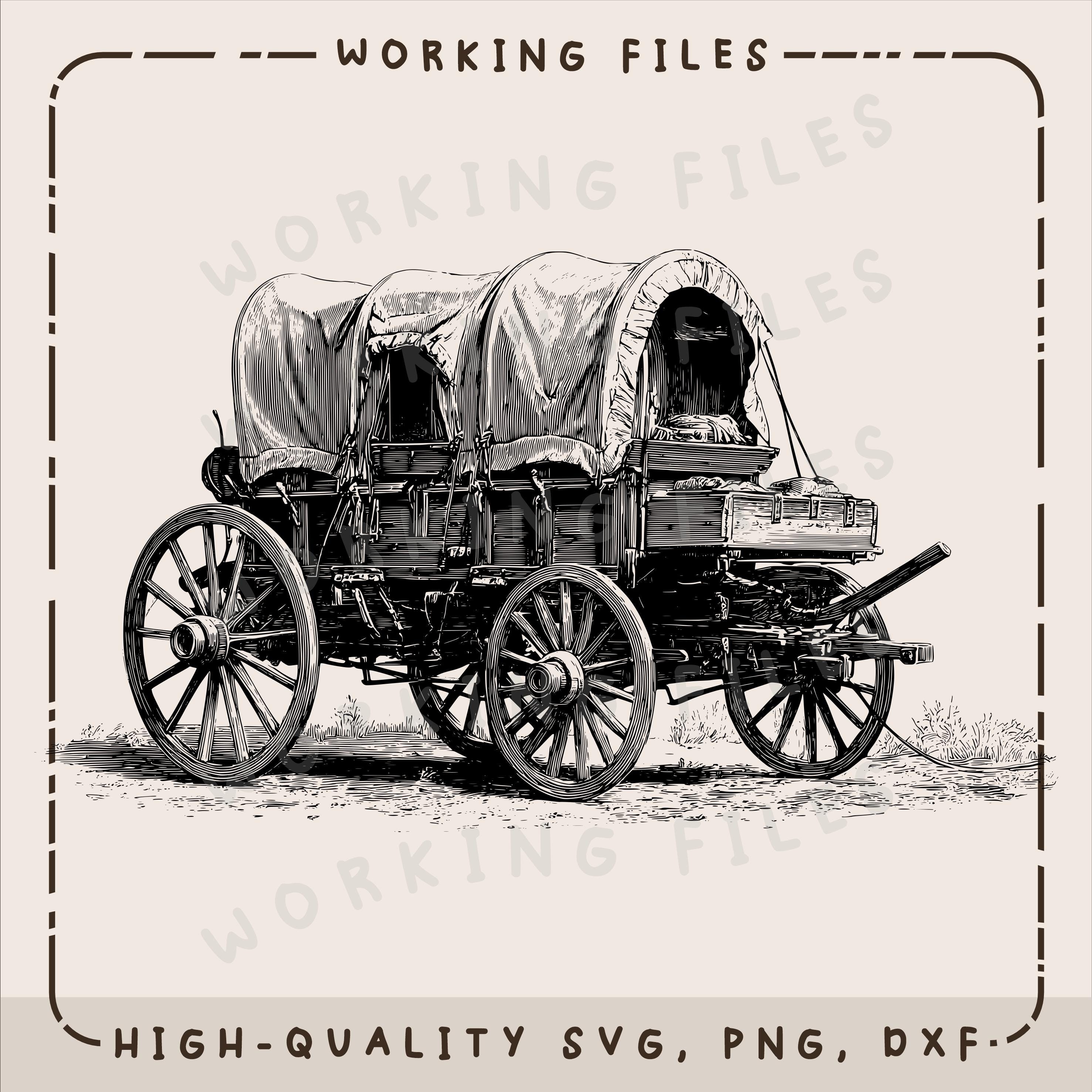 Covered Wagon SVG, Old West Cutting Boards Svg, Laser Engraved Files ...