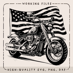 Motorcycle SVG, American Flag Vector Design, Laser Engraver, Clip Art ...
