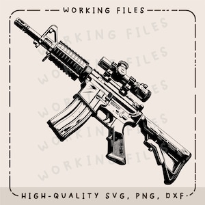 M4A5 SVG, Weapon Vector Design, Laser Engraver, Clip Art PNG, Cnc ...