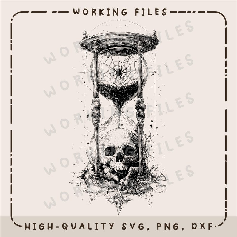 Hourglass With Skull SVG, Halloween Cutting Boards Svg, Laser Engraved ...