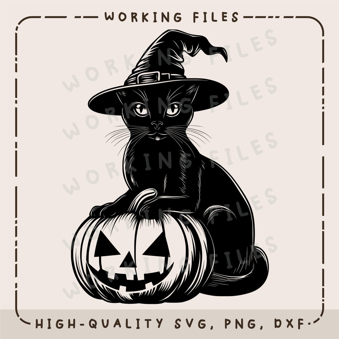Witch Cat With Pumpkin SVG, Halloween Png, T-shirt Sublimation Design ...