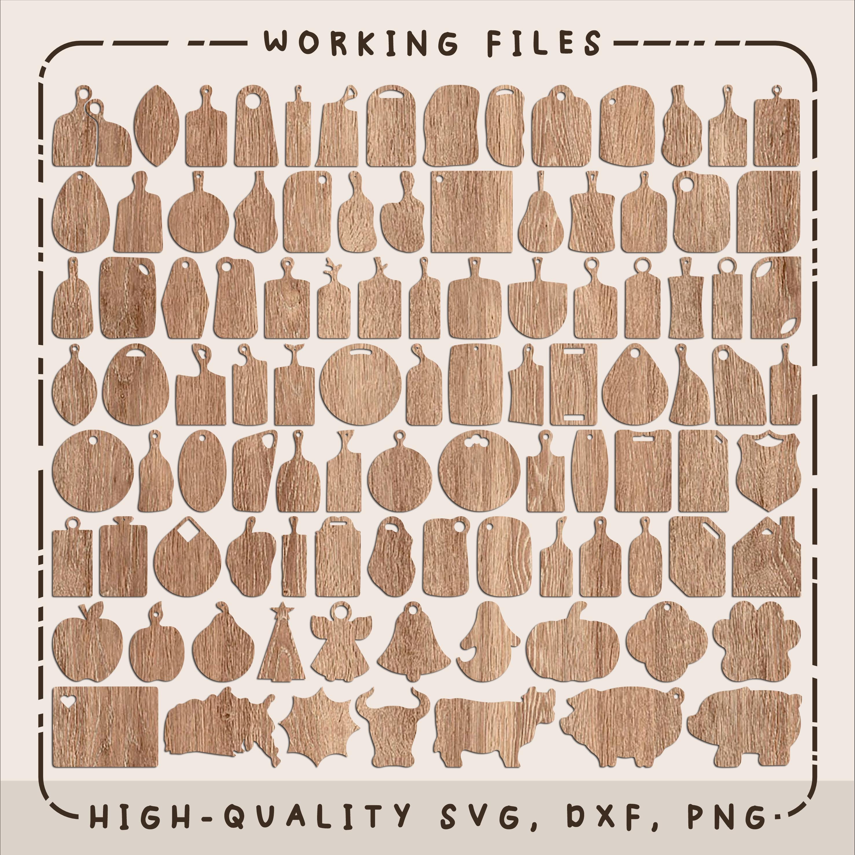 100 Cutting Boards SVG Templates, Kitchen Charcuterie Board DXF Bundle ...