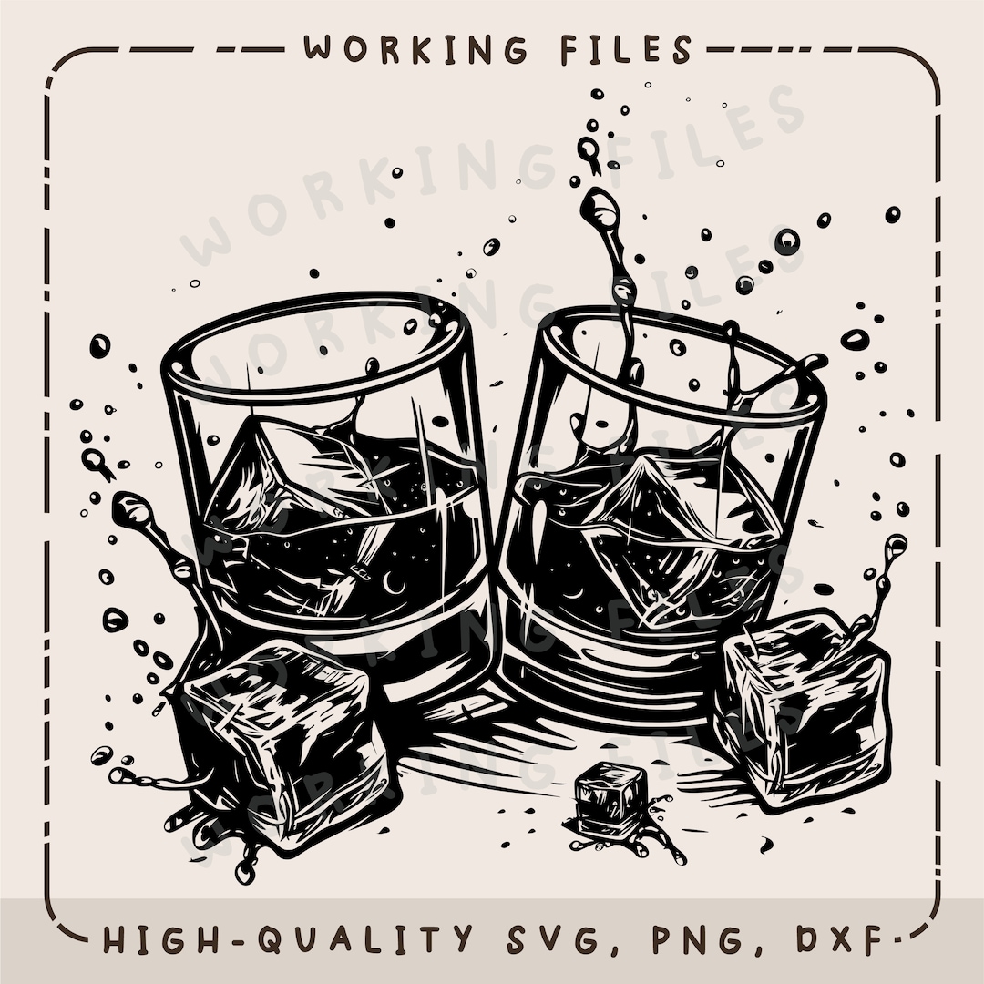 Whiskey Glasses SVG, Alcohol Vector Design, Cheers SVG, Laser Engraver ...