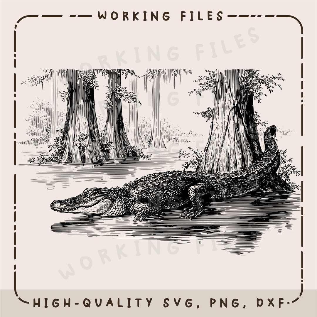 Alligator in Swamp SVG, Vector Design, Cnc, Laser Engraver, Laser Ready ...