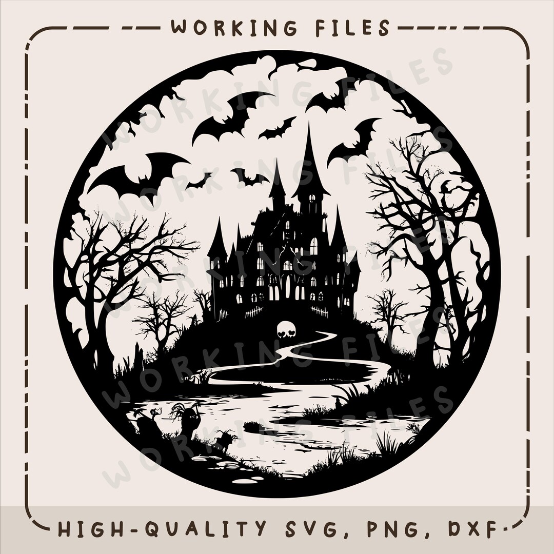 Dark Forest Castle SVG, Halloween Sublimation Design, Witch Spooky Png ...