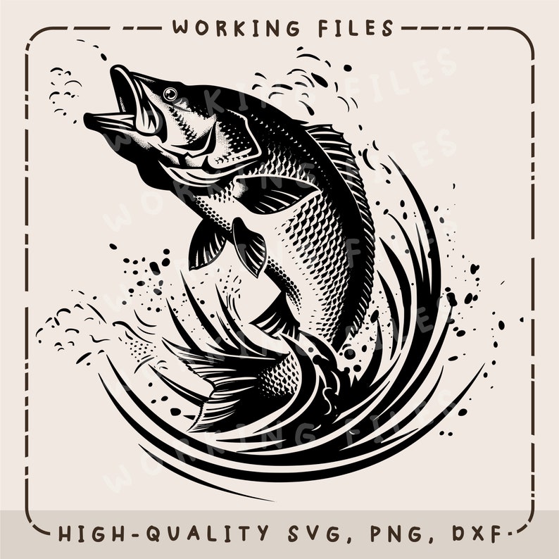 Largemouth Bass SVG, Fish Vector Design, Fishing SVG, Laser Engraver ...