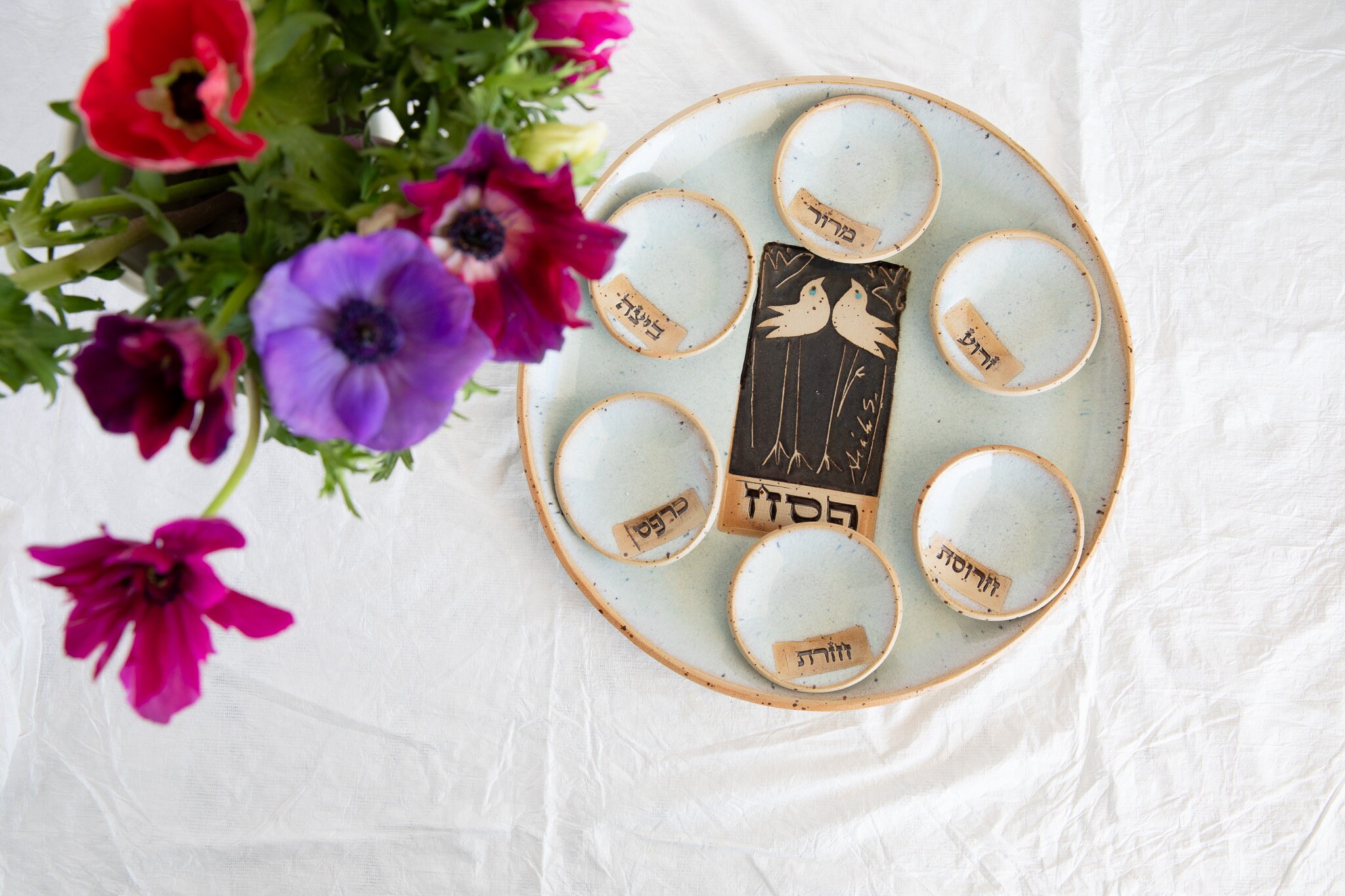 White Ceramic Passover Seder Plate | Unique Passover Gift | - Etsy