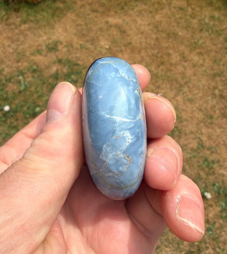 Banded Blue Opal Palmstone: Polished Owyhee Crystal (75 Grams) - Etsy UK