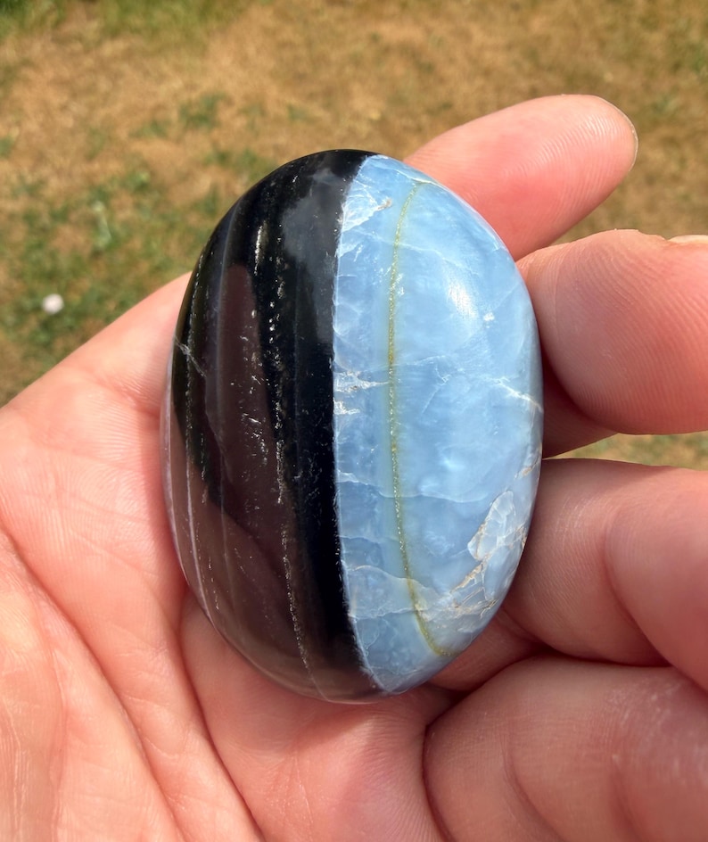 Banded Blue Opal Palmstone: Polished Owyhee Crystal (75 Grams) - Etsy UK