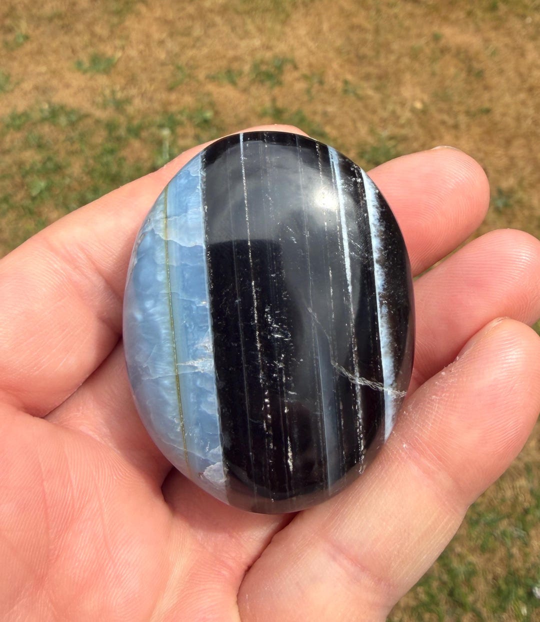 Banded Blue Opal Palmstone: Polished Owyhee Crystal (75 Grams) - Etsy UK