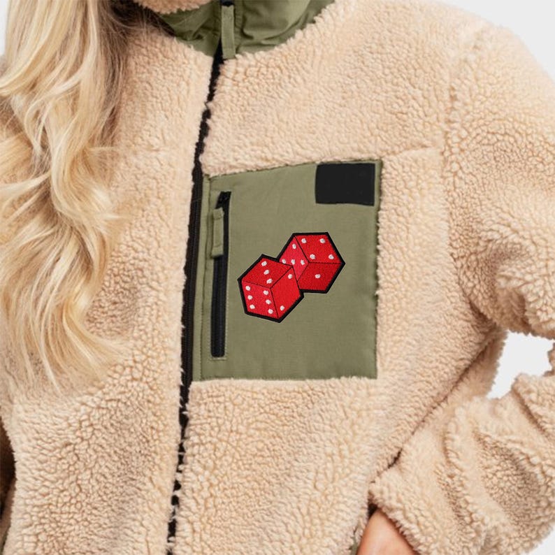 Red Dice Iron-on Patch, Lucky 7 Embroidered Patch, Casino Dice Applique ...