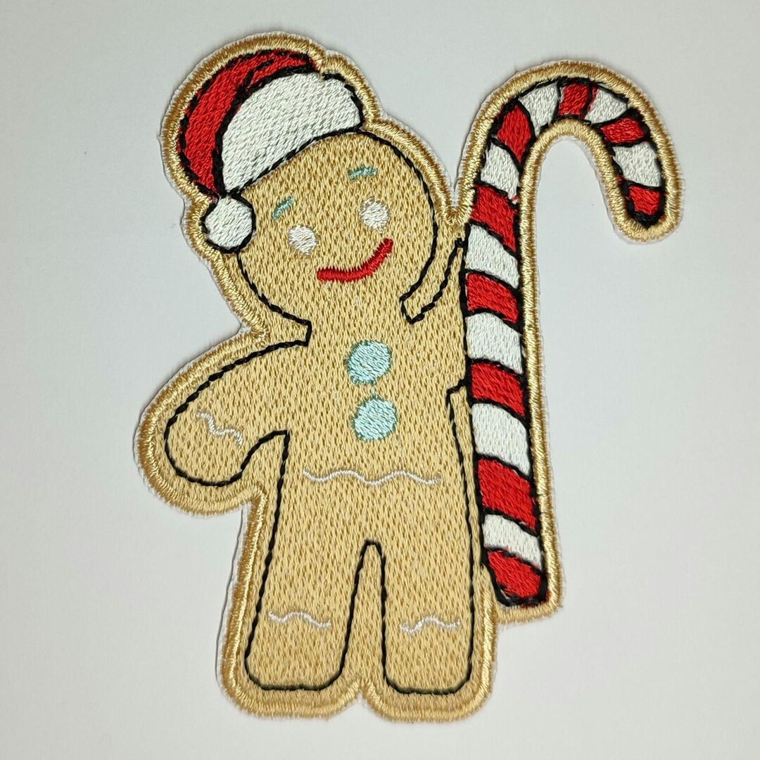 Christmas Gingerbread Man Iron-on Patch, Cute Candy Cane Applique ...