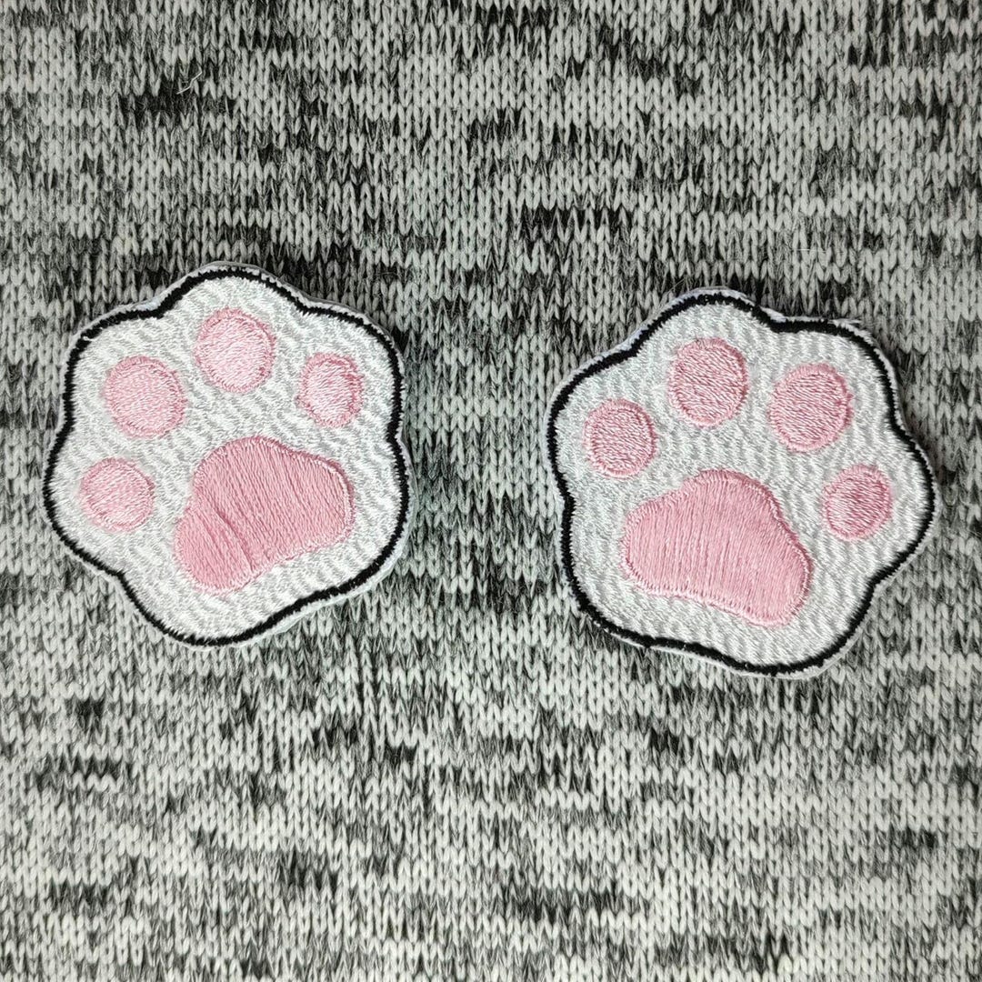 Cat Paw Iron-on Patches, Set of 2 Embroidered Paw Print Patches for ...