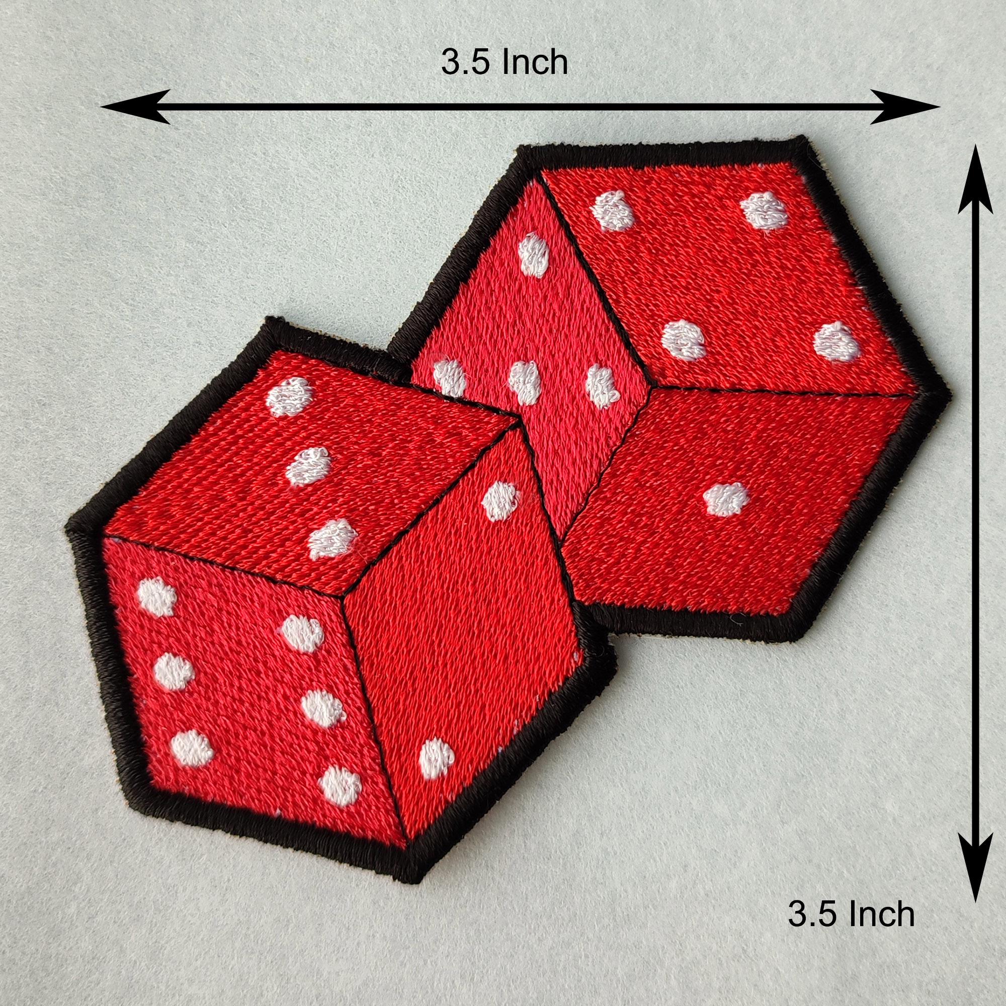 Red Dice Iron-on Patch, Lucky 7 Embroidered Patch, Casino Dice Applique ...