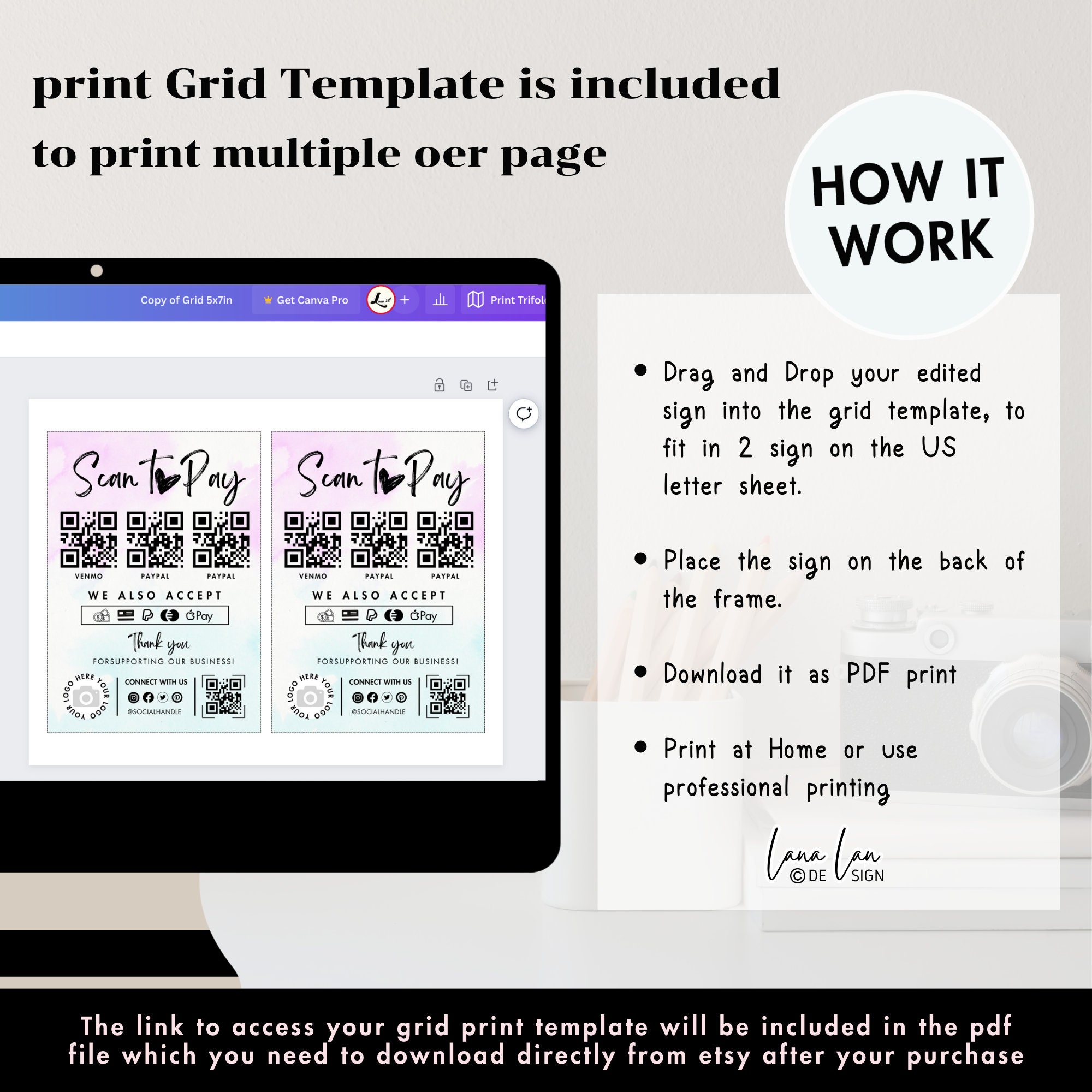 Editable Scan to Pay Template QR Code Sign Business Shop - Etsy