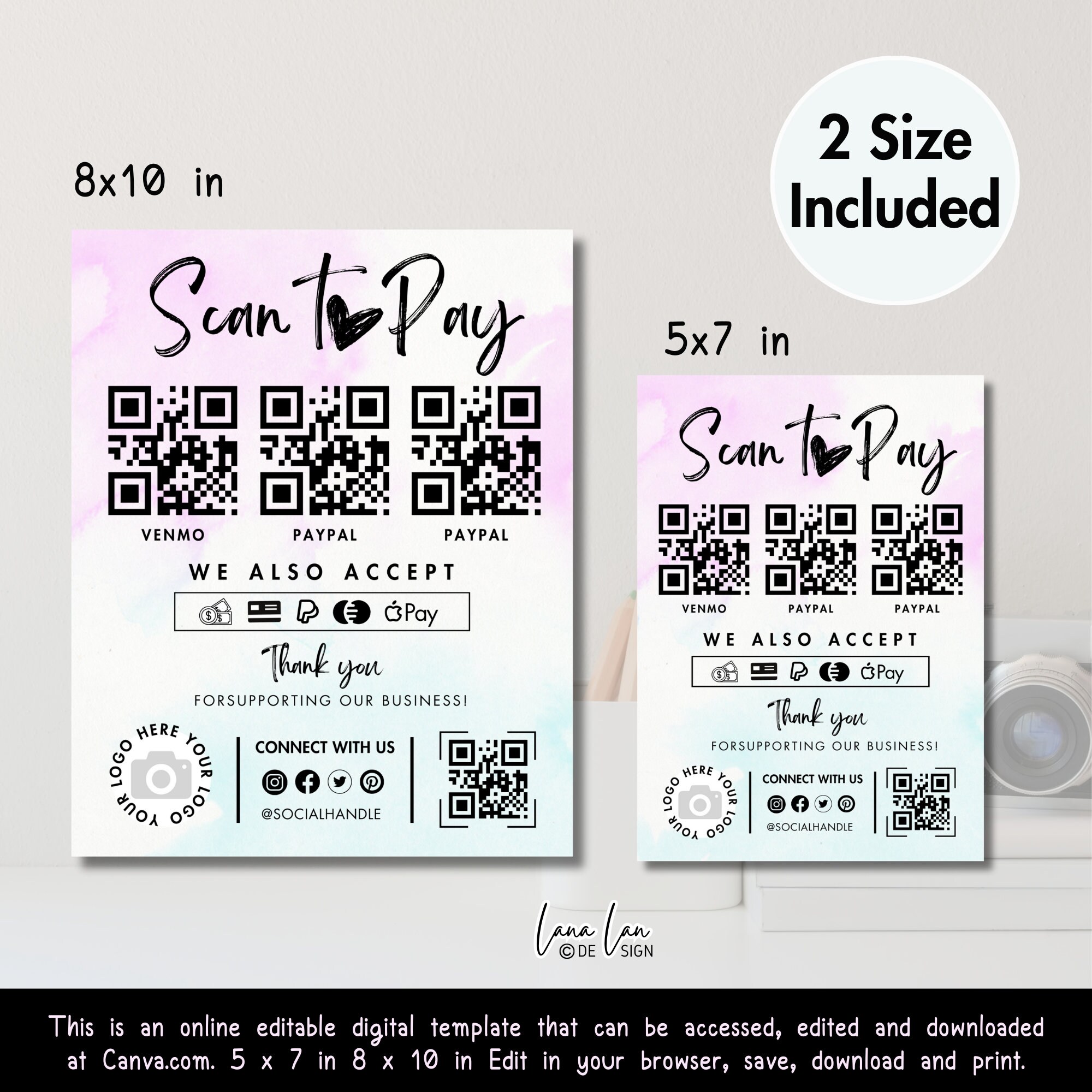 Editable Scan to Pay Template QR Code Sign Business Shop - Etsy