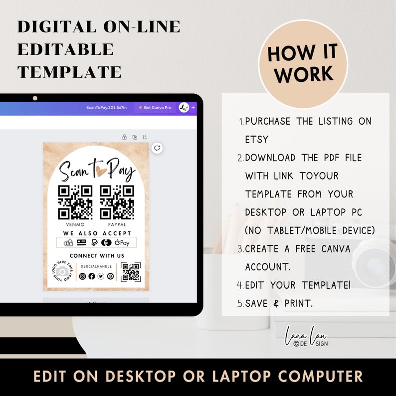Editable Scan to Pay Template QR Code Sign Business Shop - Etsy