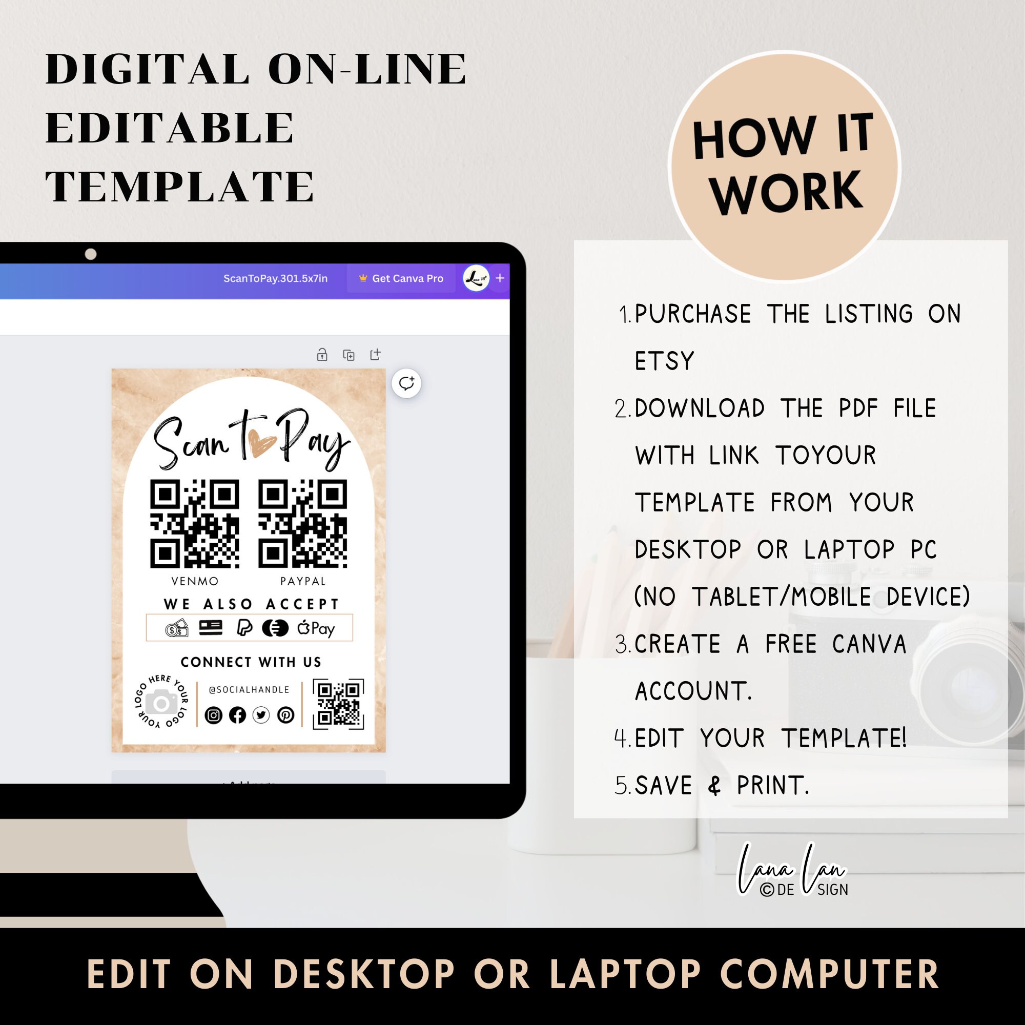 Editable Scan to Pay Template QR Code Sign Business Shop - Etsy
