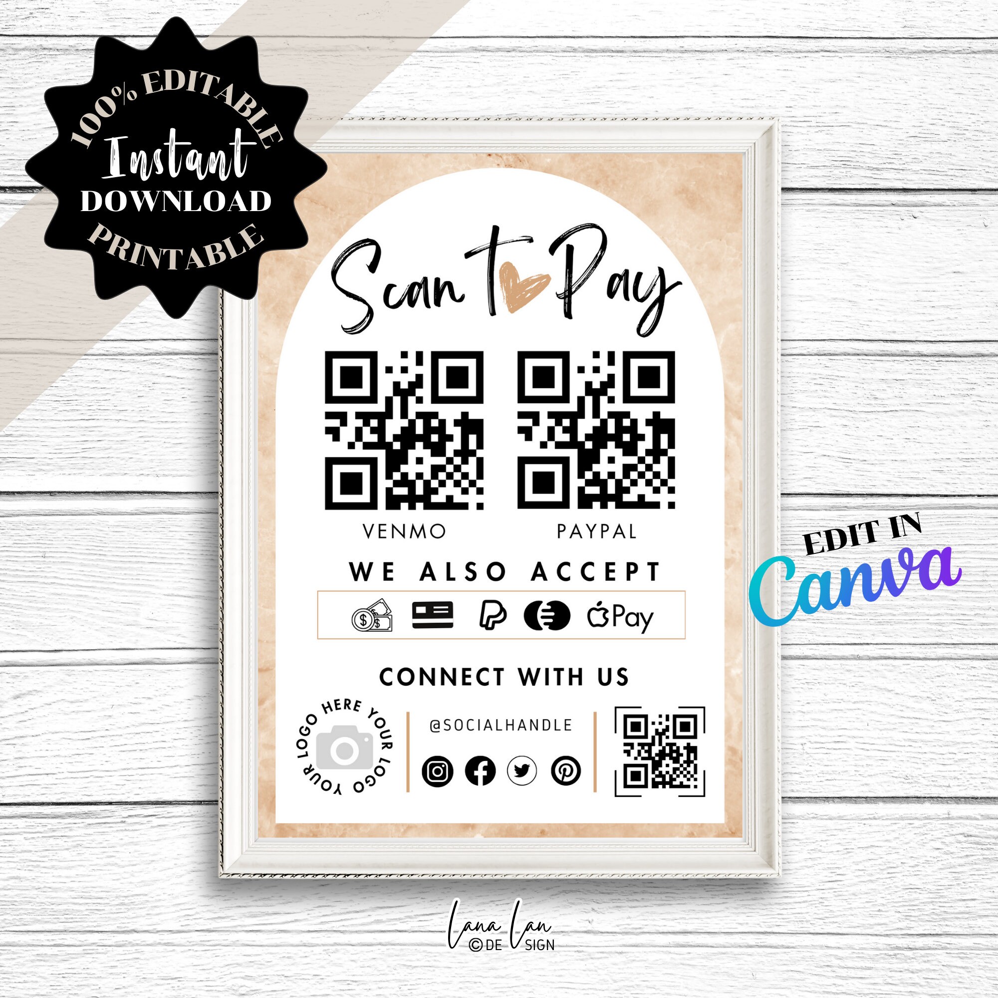 Editable Scan to Pay Template QR Code Sign Business Shop - Etsy