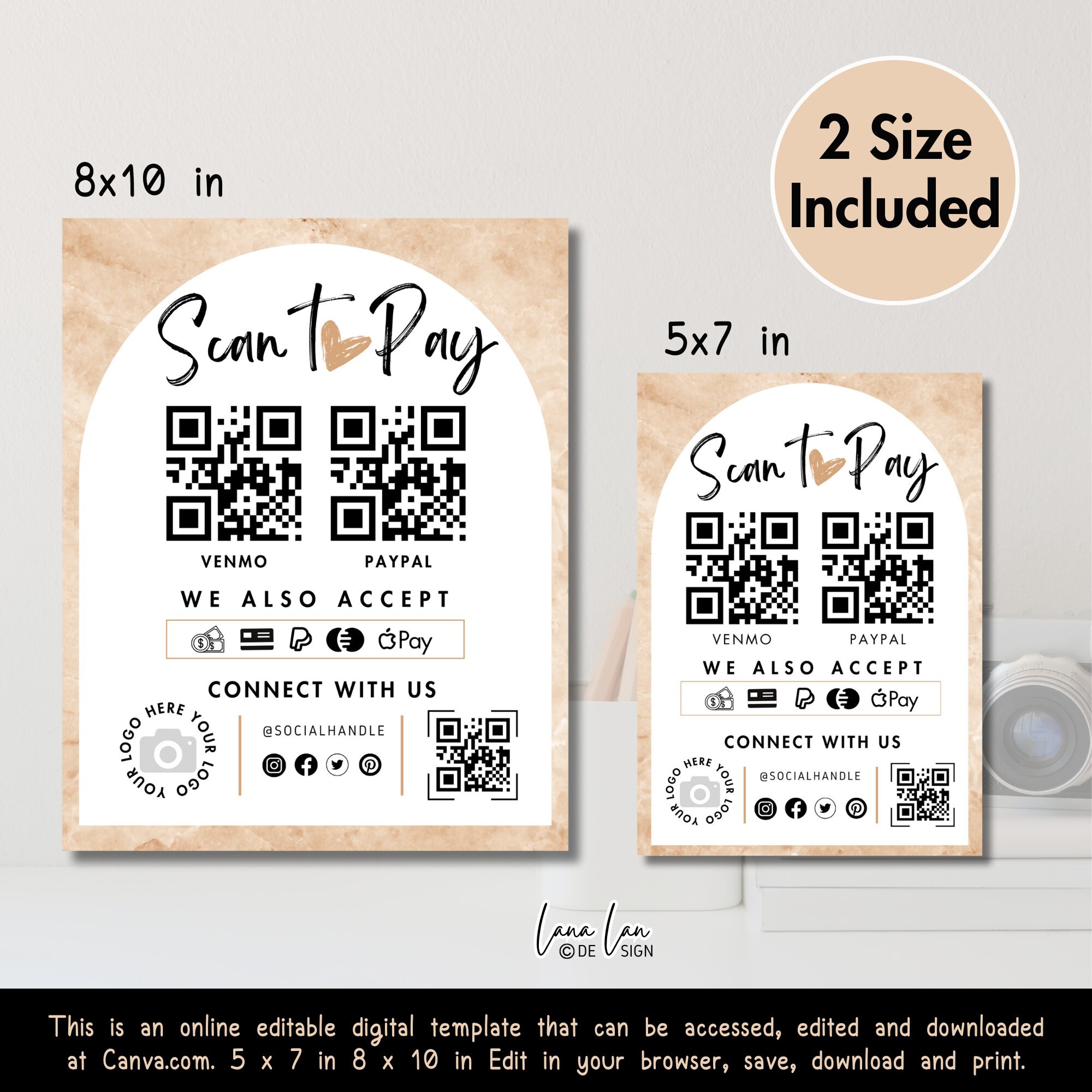 Editable Scan to Pay Template QR Code Sign Business Shop - Etsy