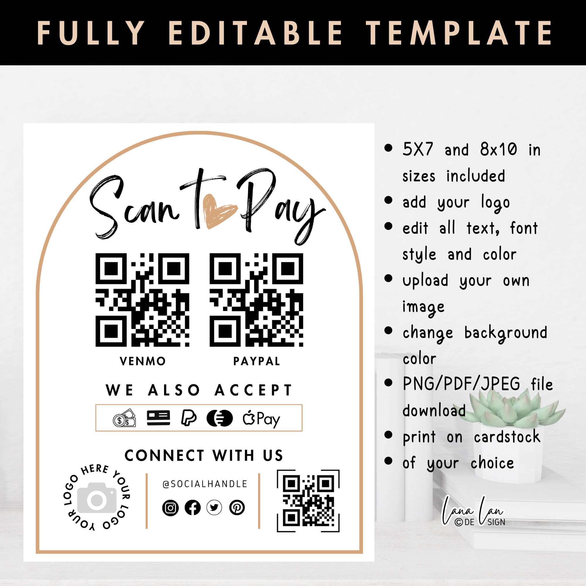 Editable Scan to Pay Template, QR Code Sign, Business Shop Signs ...