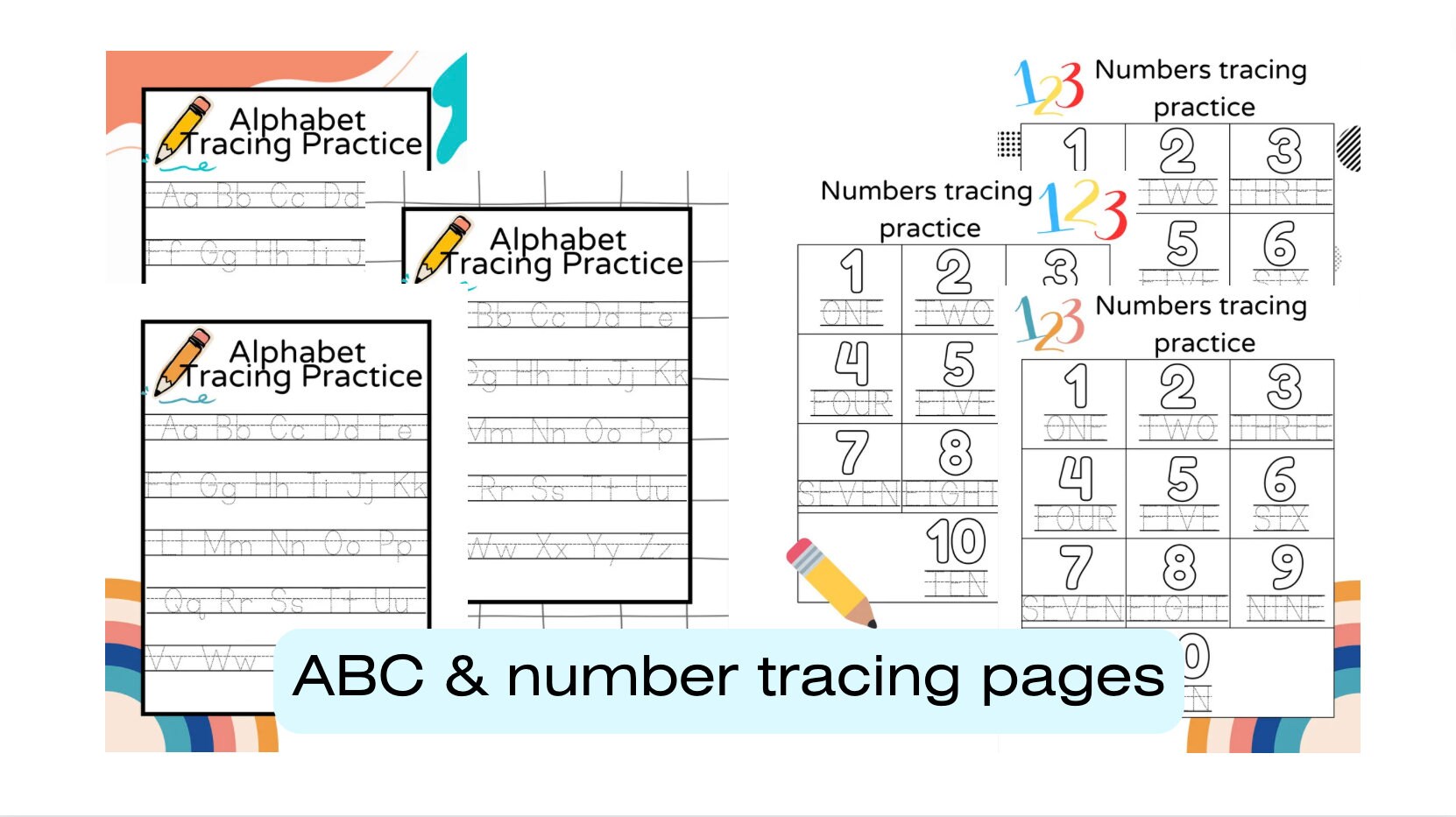 ABC Tracing Page, Number Tracing Page, ABC & Number Tracing, Printable ...