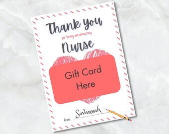 Nurse Appreciation Gift-card Holder, Printable Gift for Nurse, Nurse ...