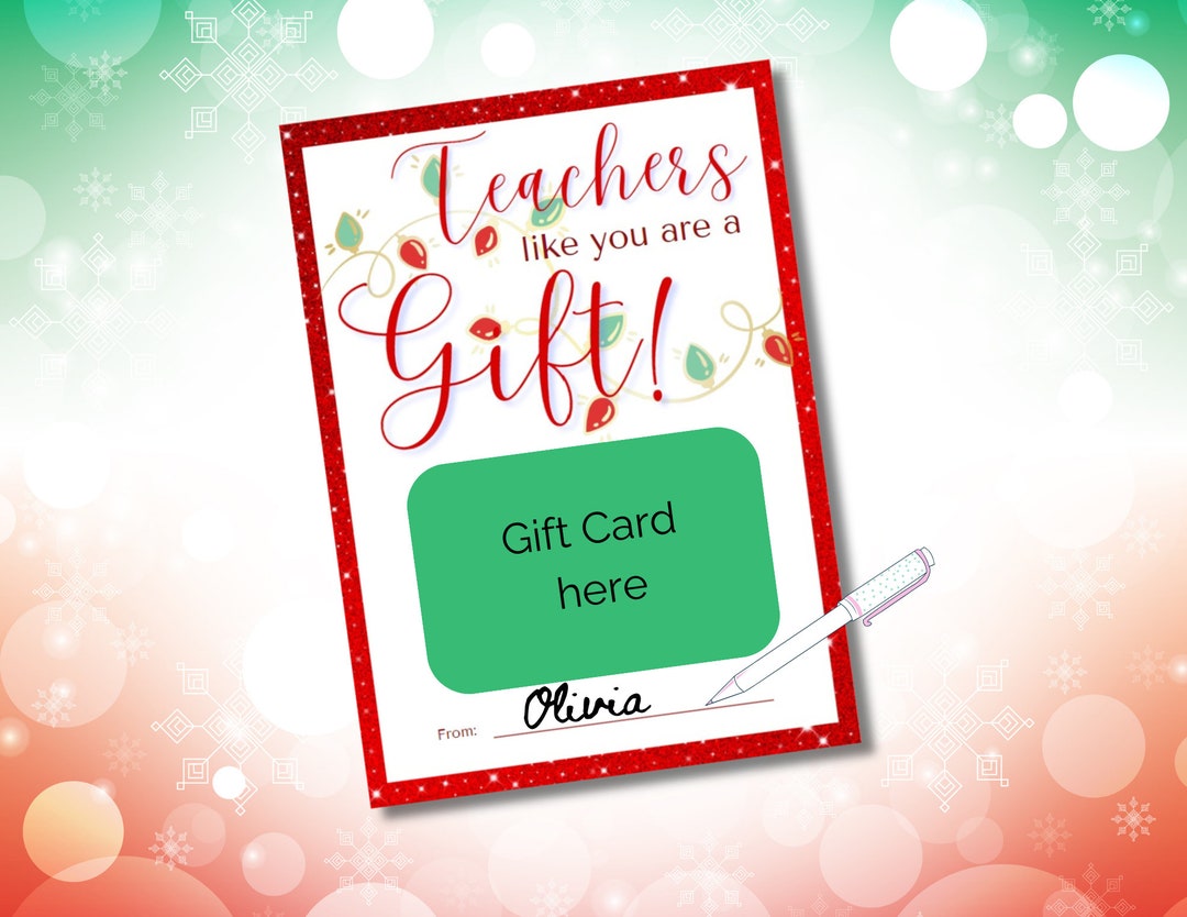 Holiday Teacher Appreciation Gift Card Holder, Printable Gift for ...