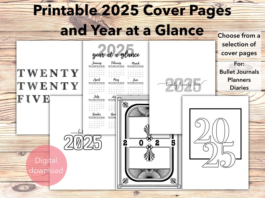 2025 Printable Selection of Title Cover Pages and Year at a Glance for ...