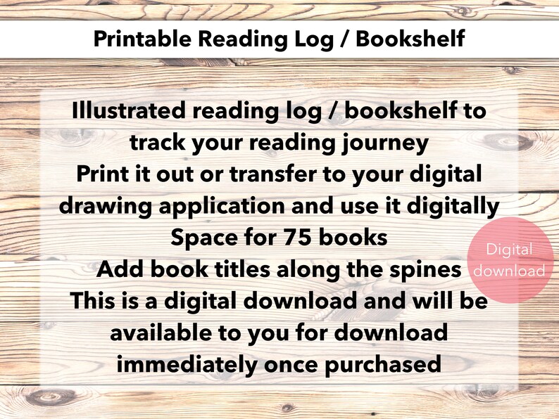 Printable Reading Log | Reading Tracker | Bookshelf | Reading Planner ...