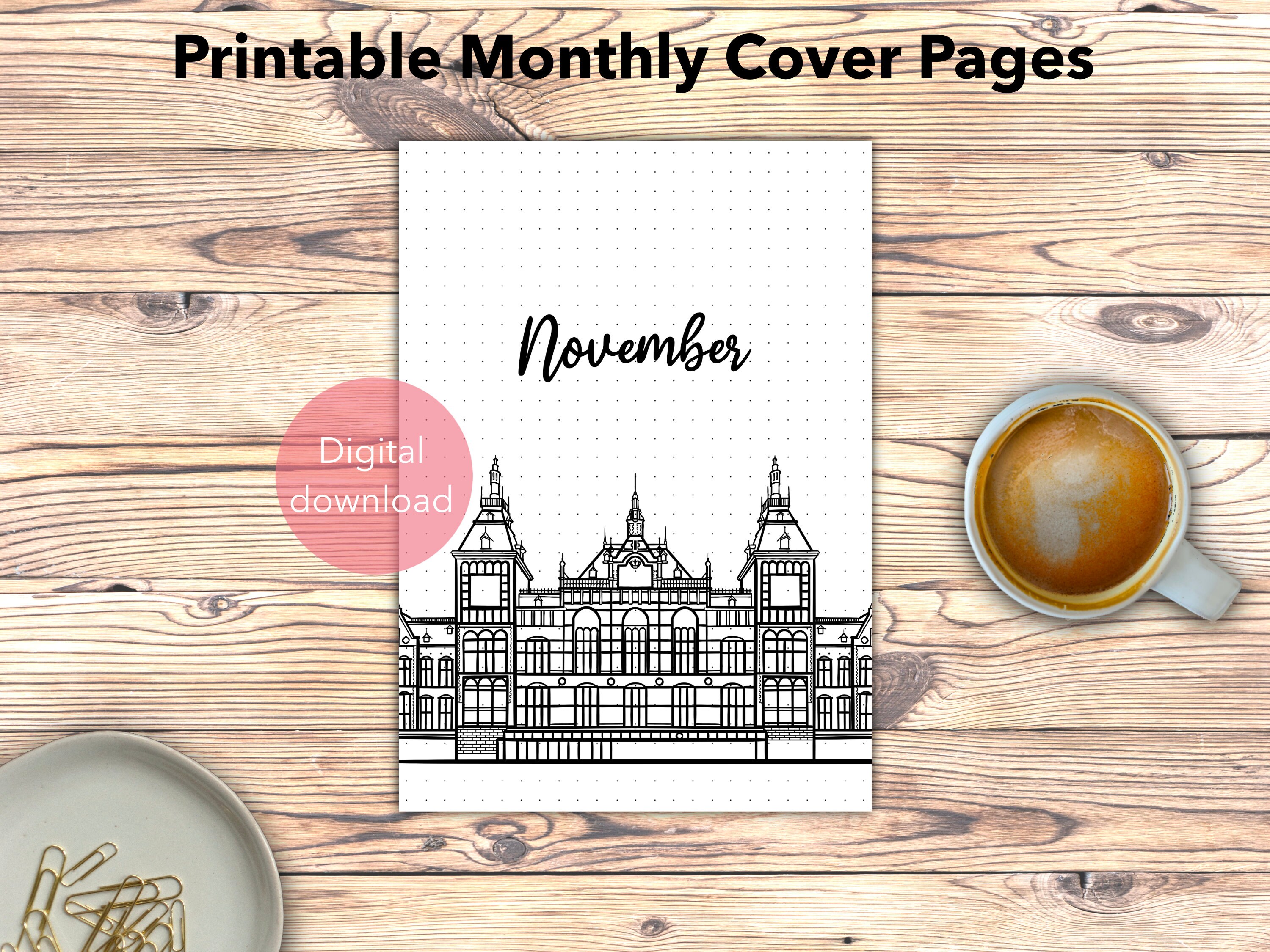 12 Monthly Cover Pages Famous Landmarks A5 Bullet Journal - Etsy