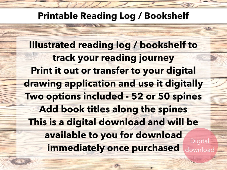 Printable Reading Log | Reading Tracker | Bookshelf | Reading Planner ...