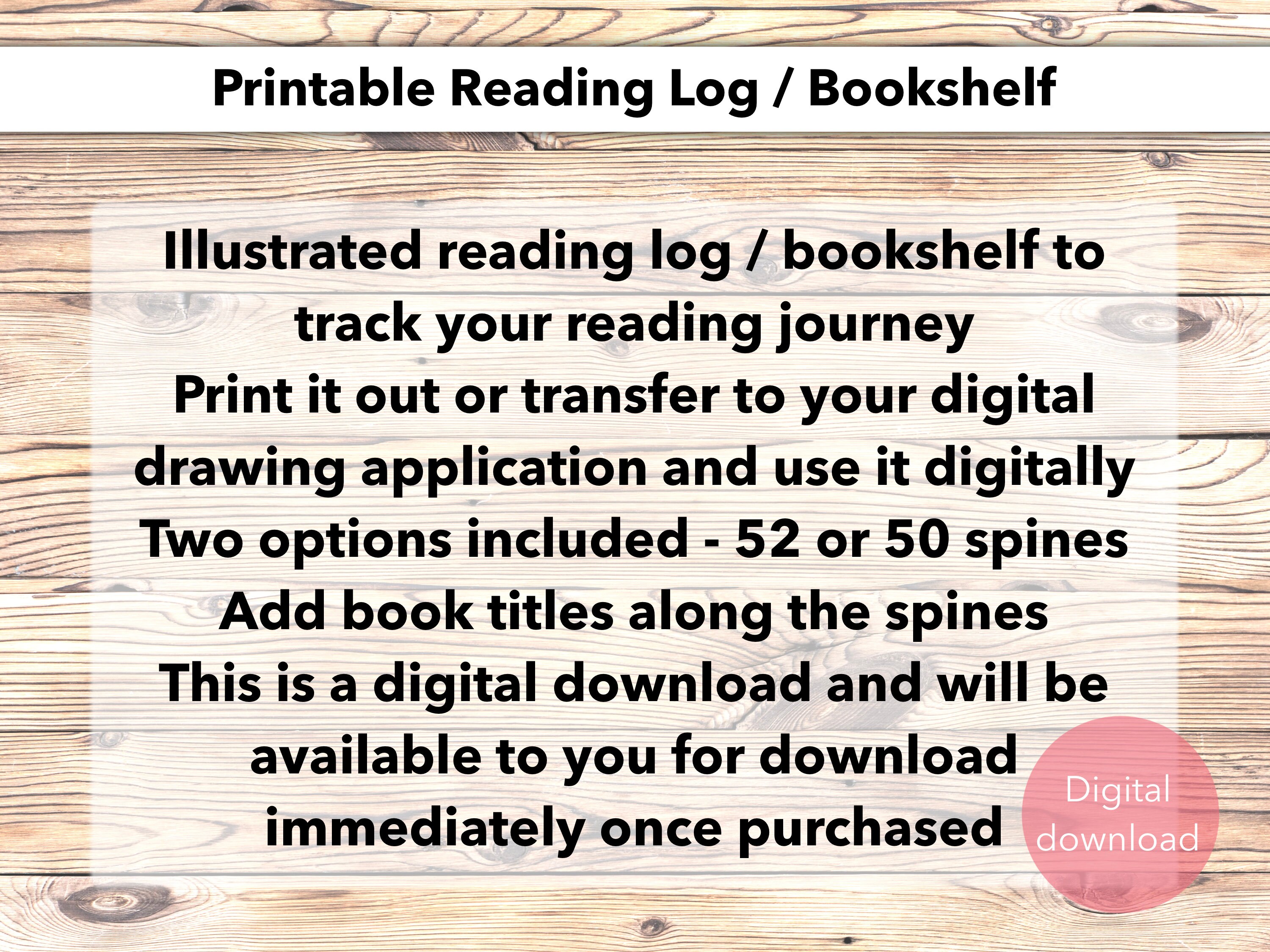 Printable Reading Log | Reading Tracker | Bookshelf | Reading Planner ...