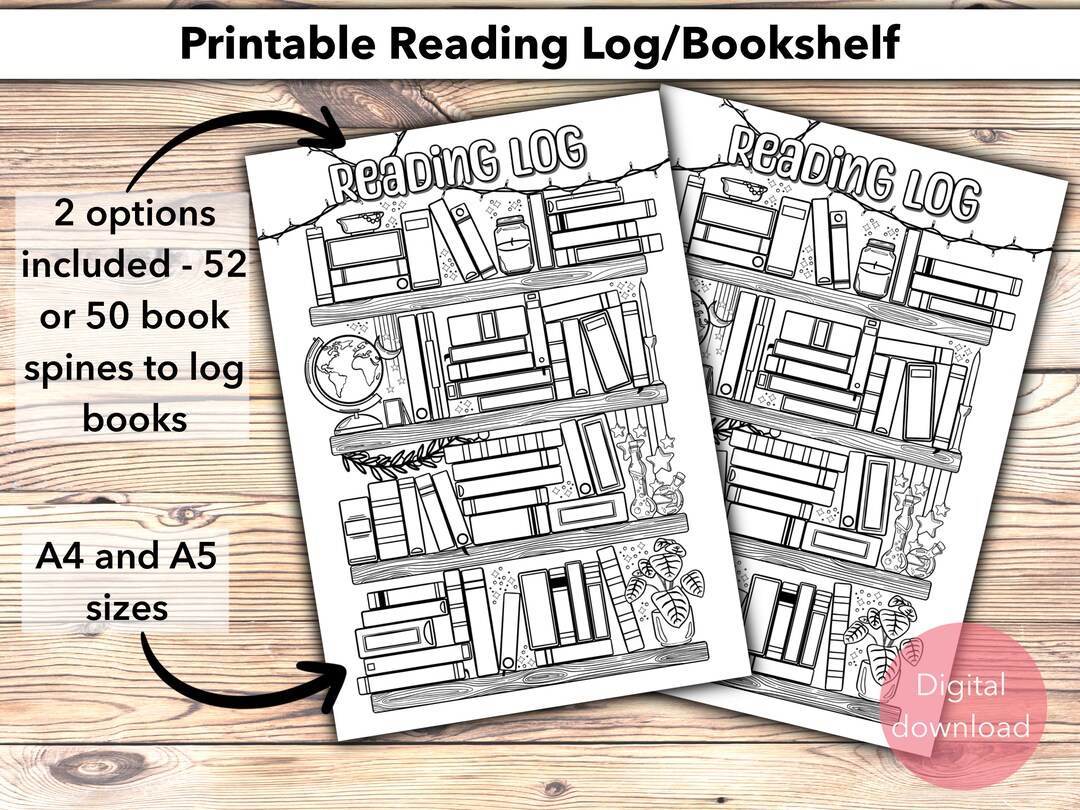 Printable Reading Log | Reading Tracker | Bookshelf | Reading Planner ...