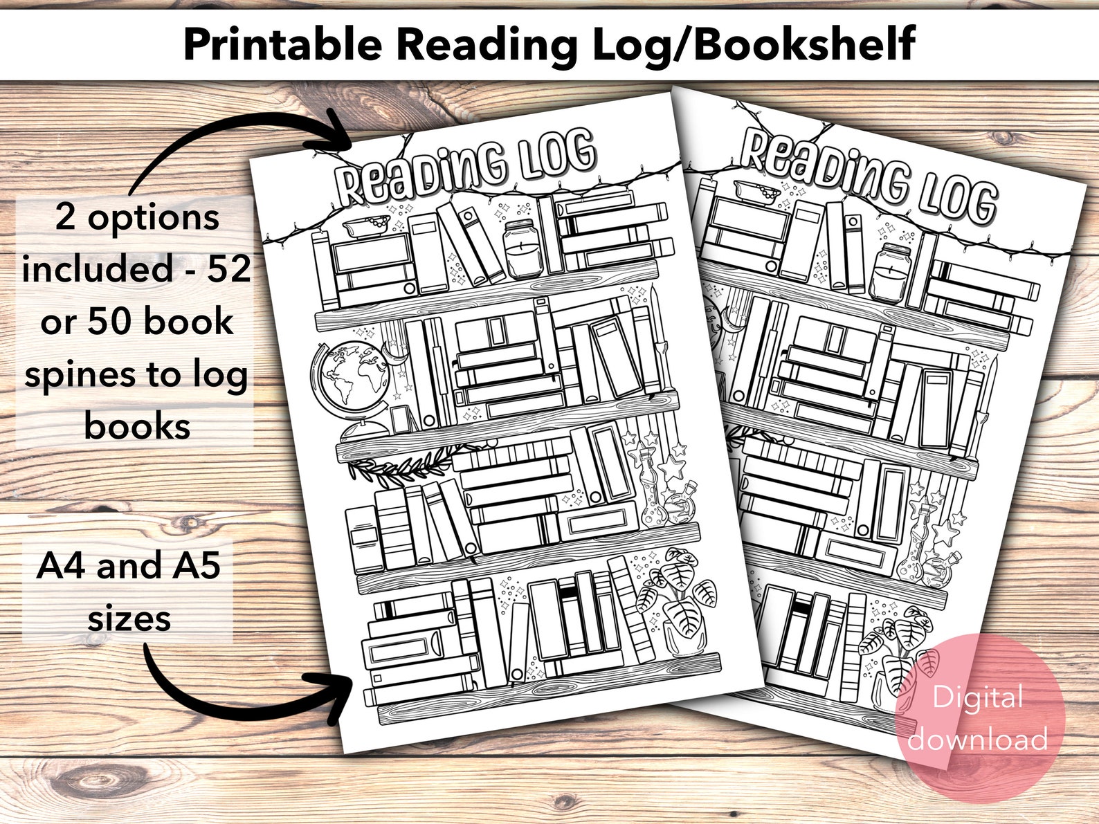 Printable Reading Log | Reading Tracker | Bookshelf | Reading Planner ...