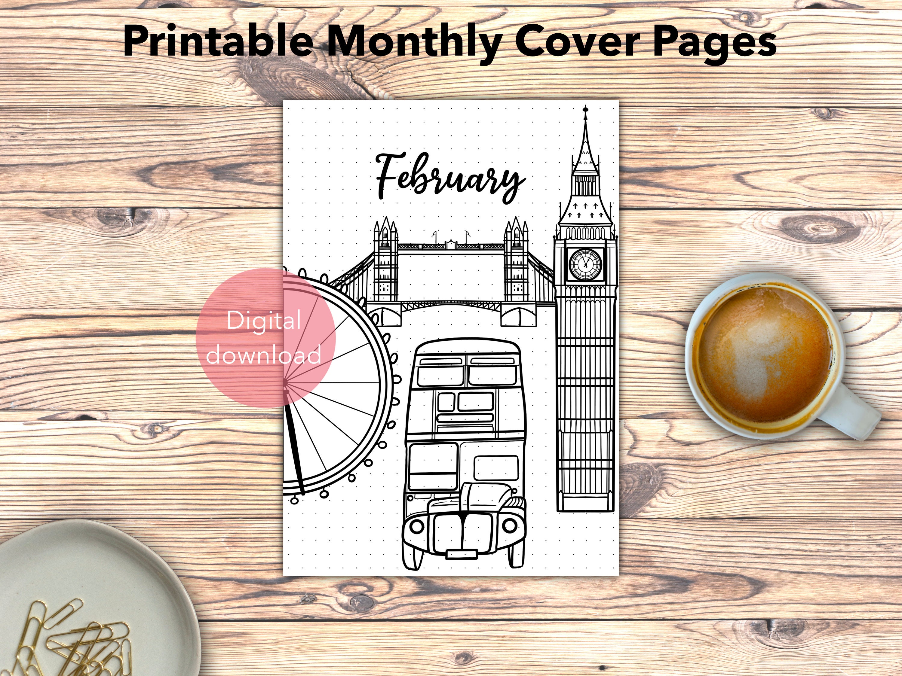 12 Monthly Cover Pages Famous Landmarks A5 Bullet Journal - Etsy
